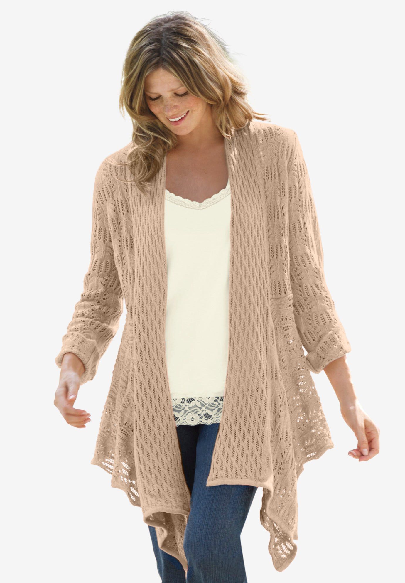 Open Front Pointelle Cardigan | Shoes For All